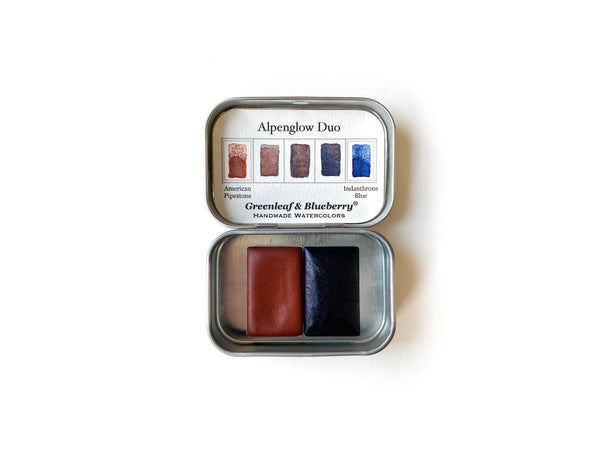Alpenglow Duo Watercolor Palette, Full Pans – Greenleaf & Blueberry